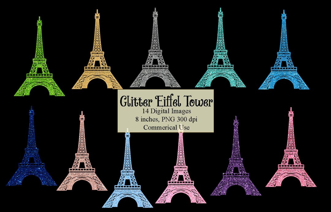 Glitter Eiffel Tower Clipart, Paris, Instant Download, JPEG and PNG ...
