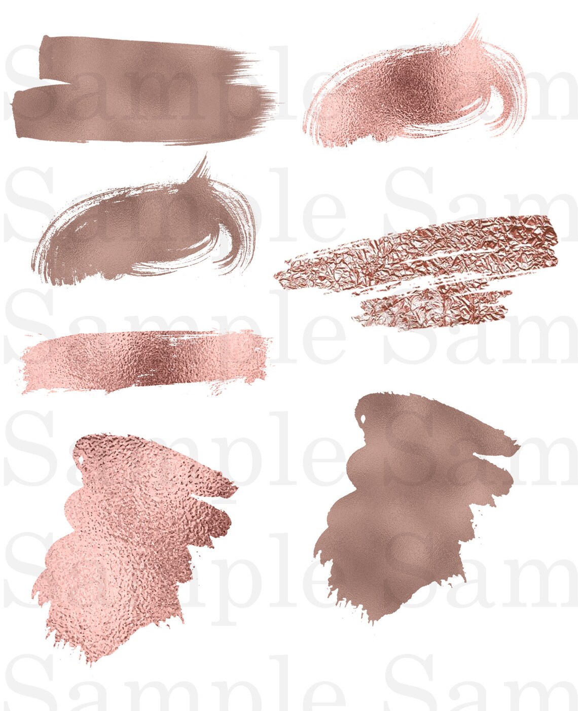 Rose Gold Foil and Glitter Brush Strokes Clip Art 40 Hand - Etsy