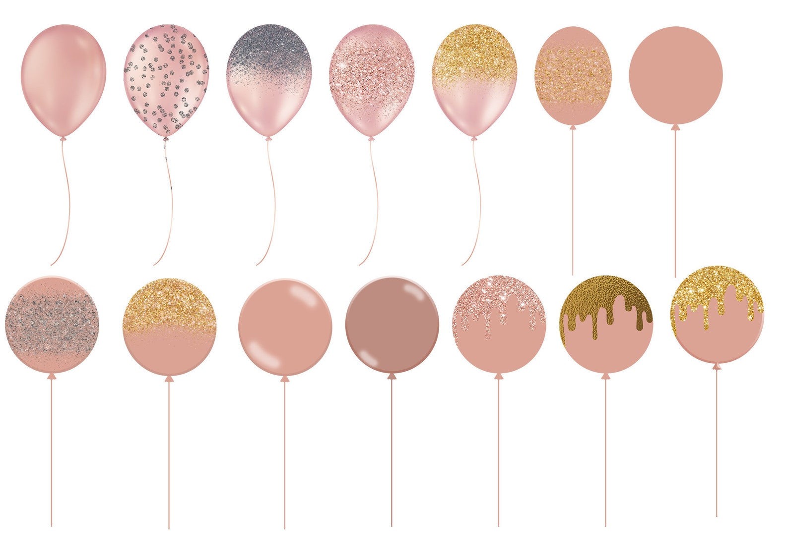 Rose Gold Balloons Clipart Glitter Balloons Clip Art Foil - Etsy UK
