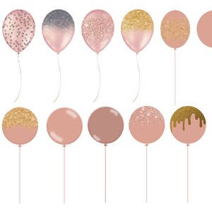 Rose Gold Balloons Clipart, Glitter Balloons Clip Art, Foil Balloon PNG ...