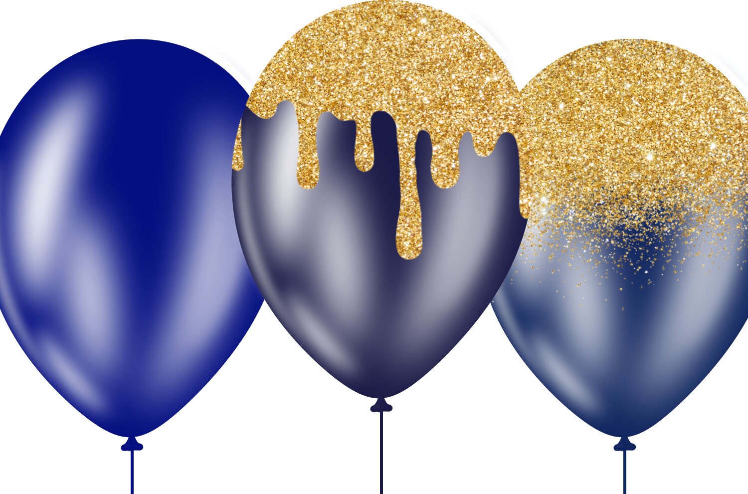 Navy Blue and Gold Glitter Balloons Clipart Glitter Sparkle | Etsy Canada