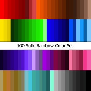 100 Solid Color Rainbow Colors Digital Paper Pack, INSTANT DOWNLOAD ...