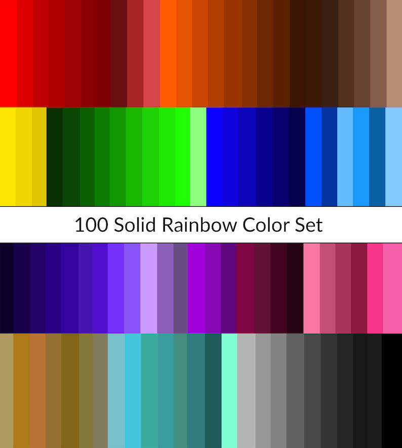 100 Solid Color Rainbow Colors Digital Paper Pack INSTANT - Etsy