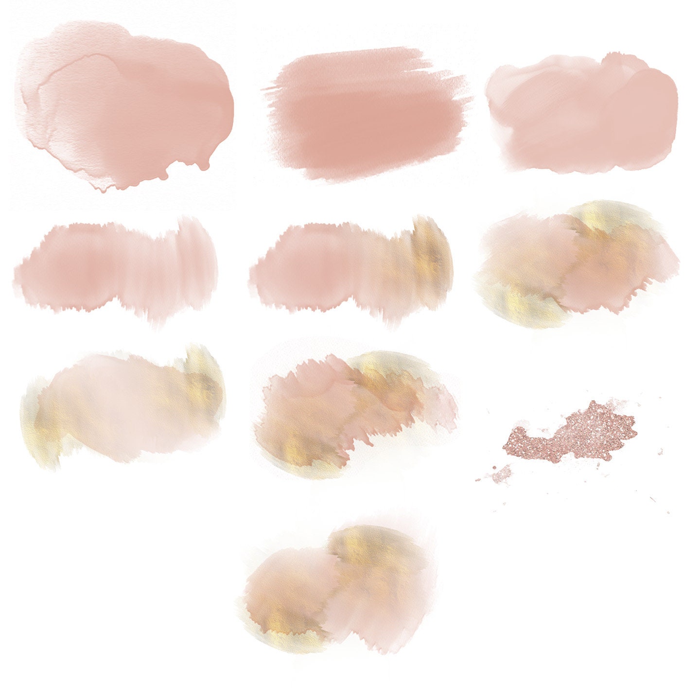 Watercolor Clipart, Rose Gold Watercolor Brush Clip Art, Splashes ...