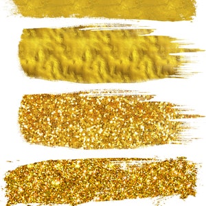 Gold Glitter Foil Brush Strokes Clip Art #28 Hand Painted, Blobs ...