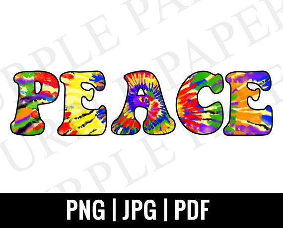 Tie Dye Peace Clipart Instant Download PNG PDF JPEG Iron | Etsy