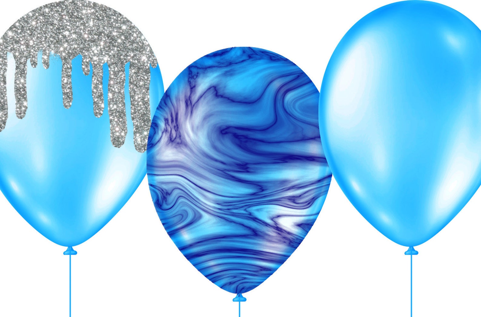 Blue Glitter Balloons Clipart Glitter Balloon Png Digital - Etsy