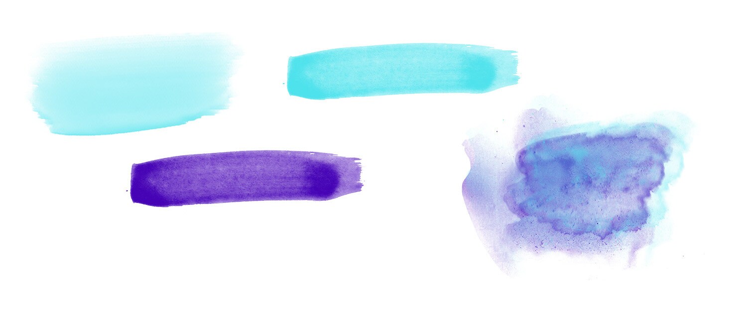 Watercolor Clipart 5 Teal and Purple Watercolor Brush Clip - Etsy