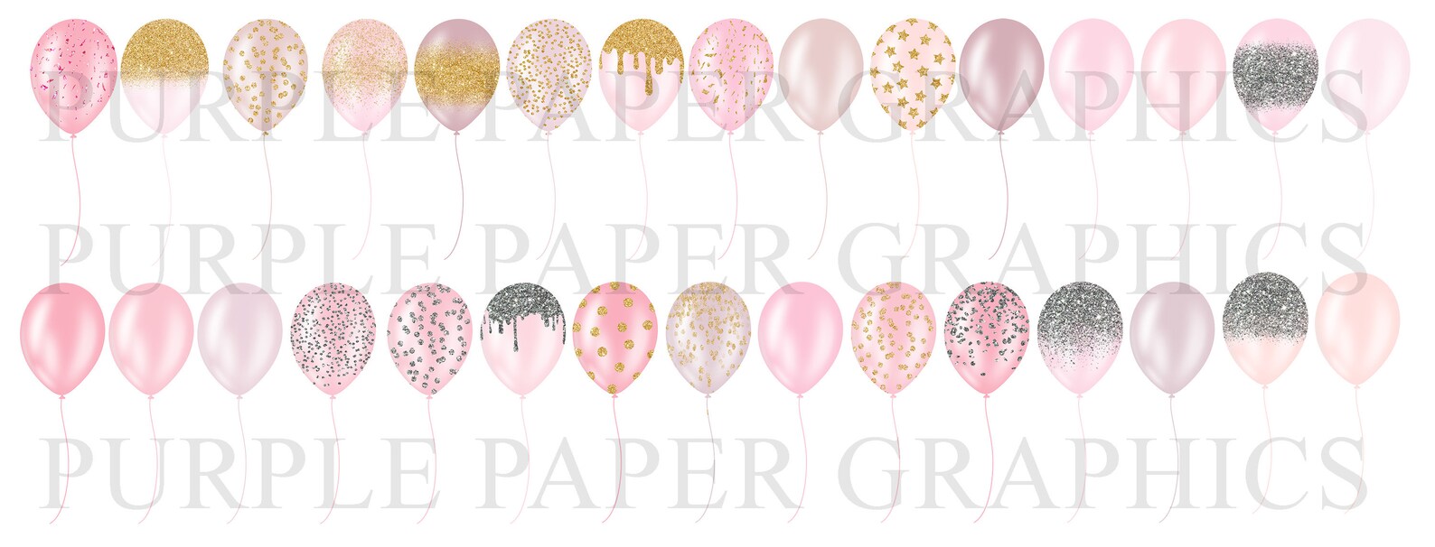 Blush Pink and Navy Blue Balloons Clipart Glitter Balloon PNG - Etsy