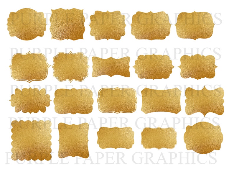 Gold Foil Frame Clipart Vintage Shapes Silhouette Label - Etsy