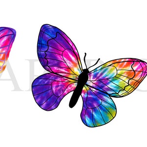 Tie Dye Butterflies Clip Art, Vintage Watercolor Butterfly Clipart ...