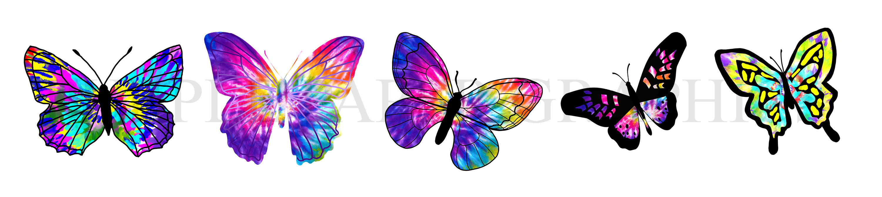 Tie Dye Butterflies Clip Art Vintage Watercolor Butterfly | Etsy