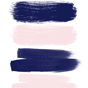 Navy and Blush Pink Watercolor Brush Strokes, Glitter, Foil Clipart ...