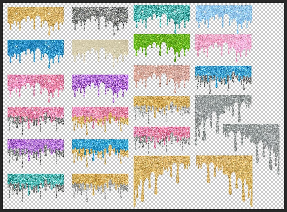 Pastel Glitter Drips Clipart, Digital Sparkling Overlays Glitter ...