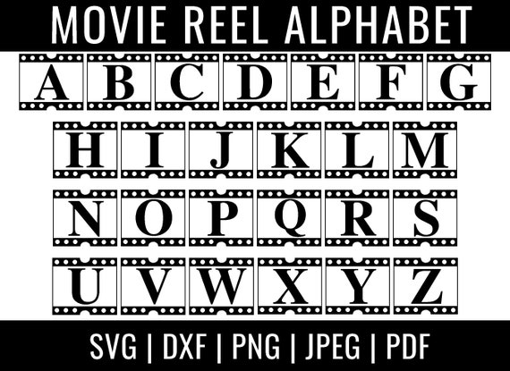 Movie Film Reel Font Clipart Hollywood Film Movie Letters | Etsy