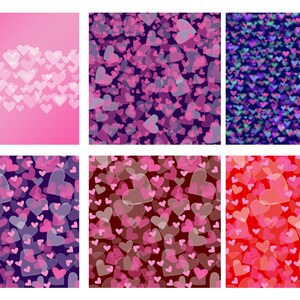 Valentine's Day Hearts Digital Paper, Digital Backgrounds for Scrapbook ...