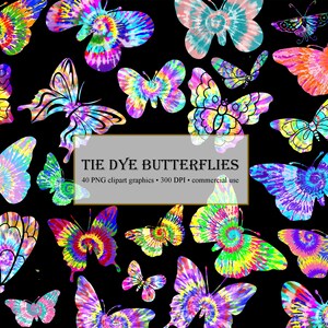 Tie Dye Butterflies Clip Art, Vintage Watercolor Butterfly Clipart ...