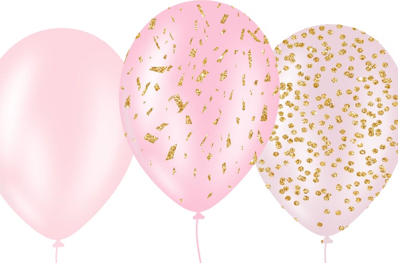 Blush Pink and Gold Glitter Balloons Clipart Glitter Sparkle - Etsy