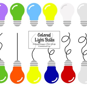 Light Bulb Clipart, Colored Light Bulbs Clip Art, Edison Lights ...