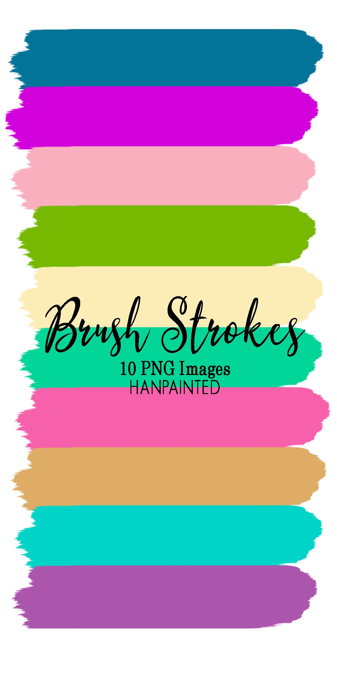 Watercolor Brush Strokes Clip Art, Tropical Colors, High Resolution ...