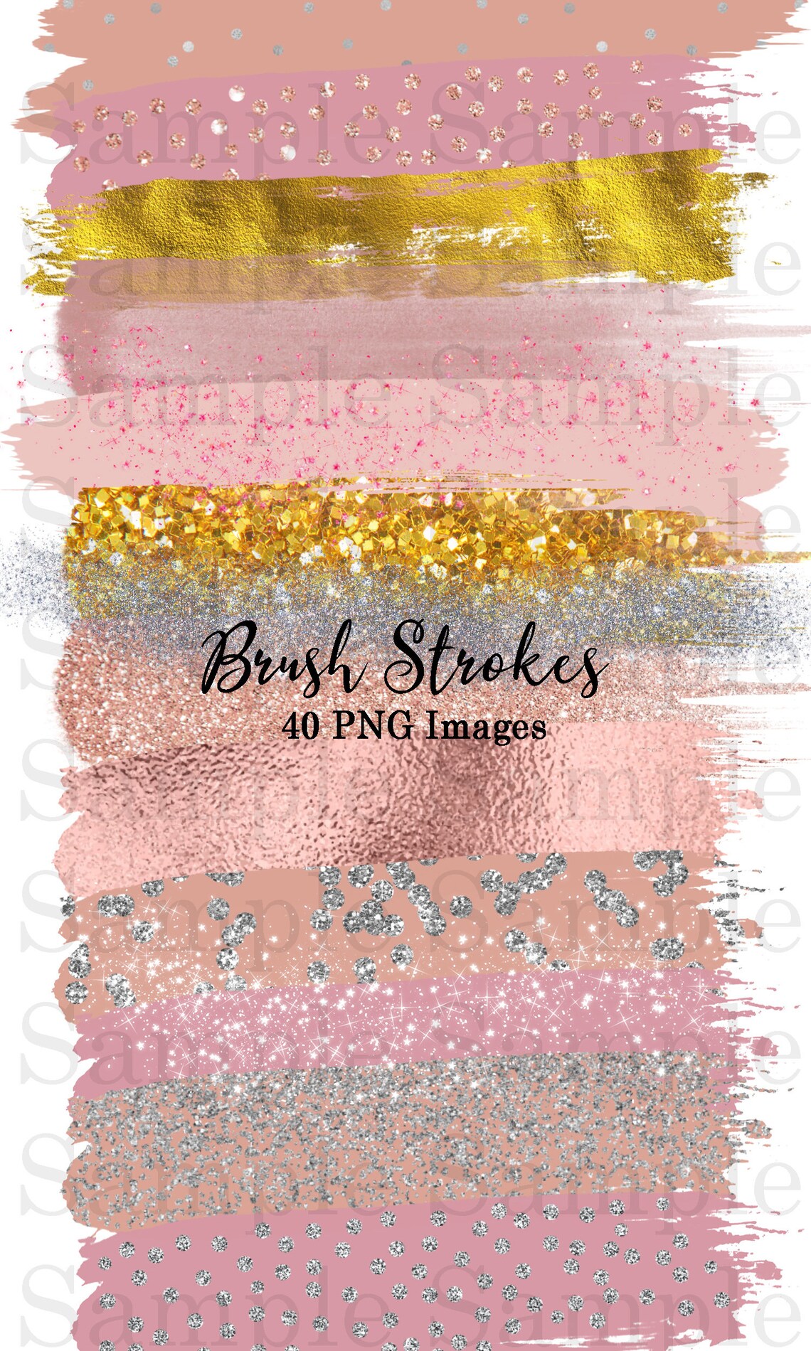 Rose Gold Brush Strokes Clip Art 35 Hand Painted Blush Nude - Etsy