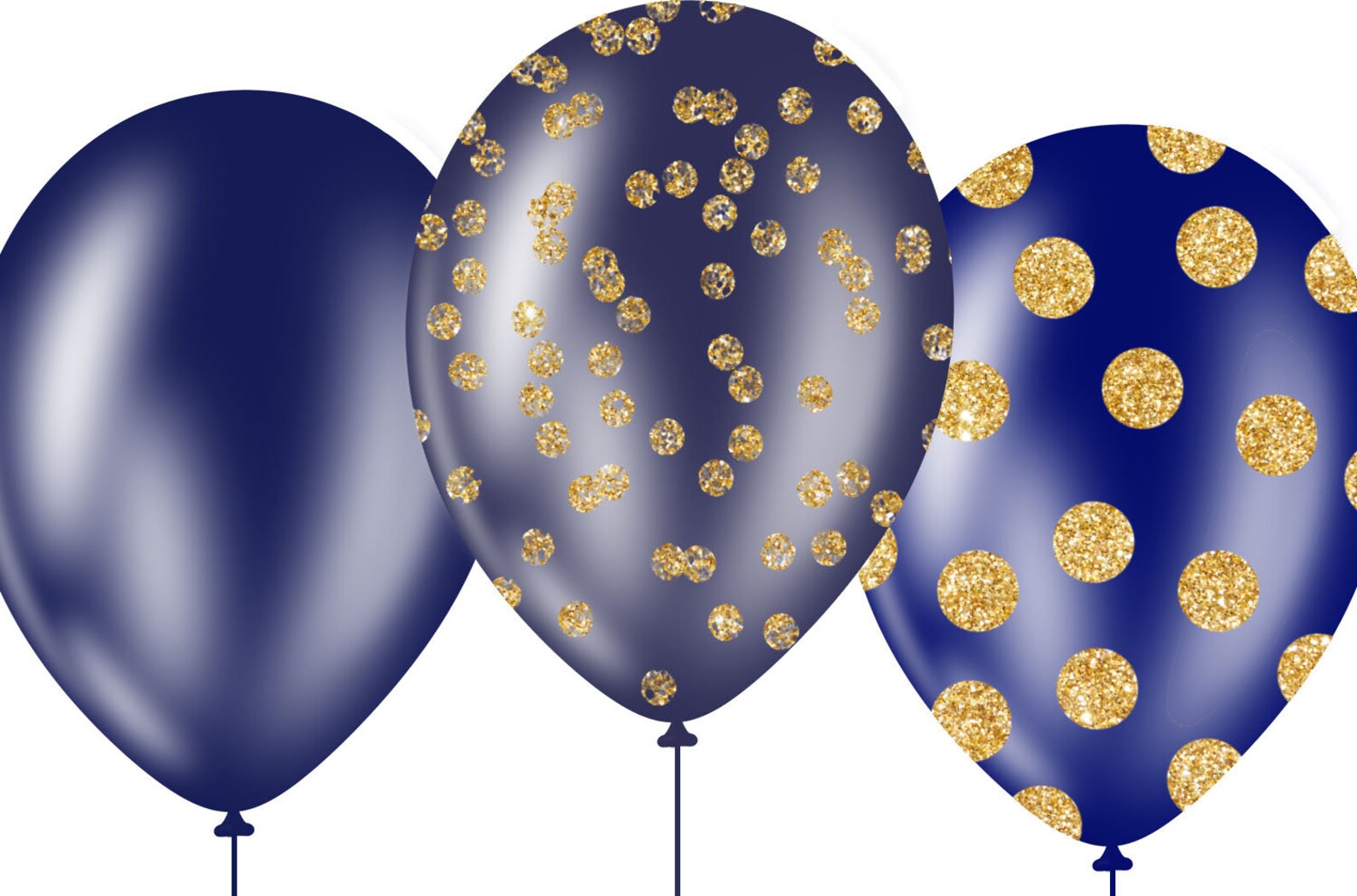 Navy Blue and Gold Glitter Balloons Clipart Glitter Sparkle | Etsy