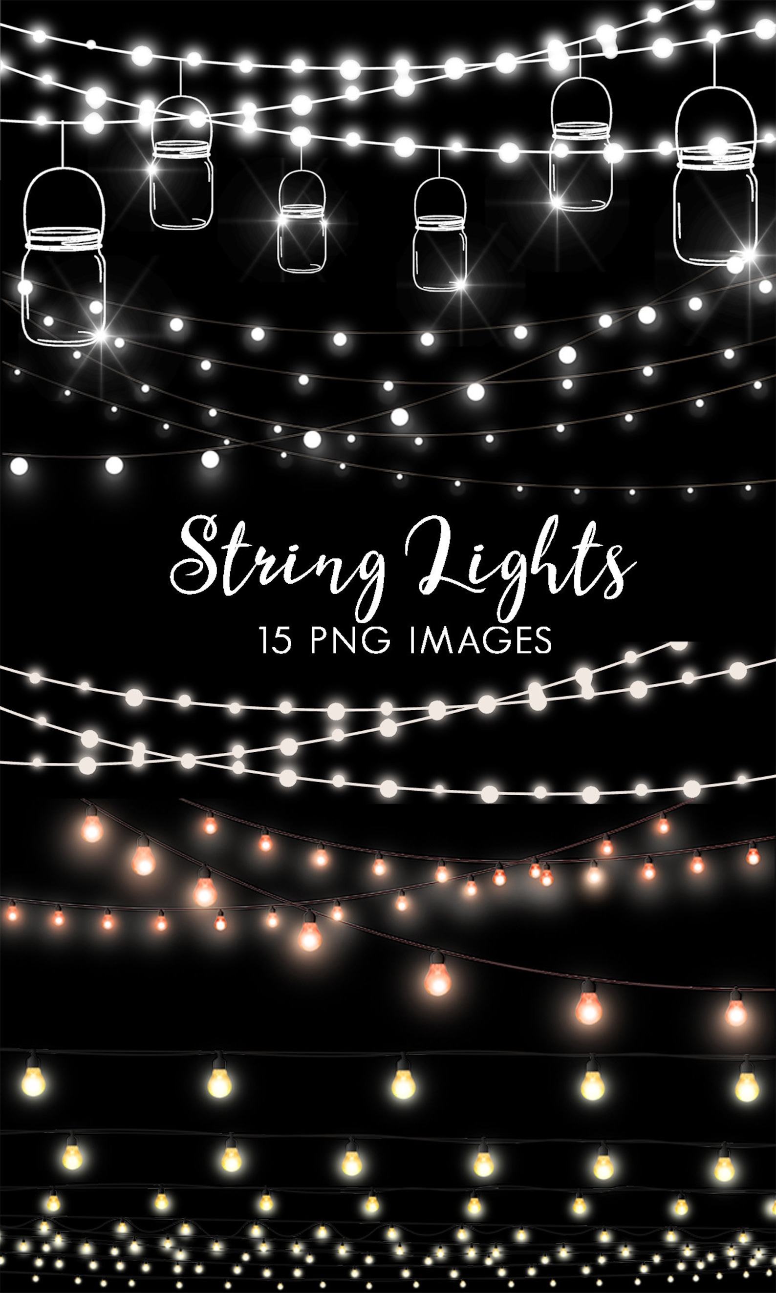 String Lights Clipart Fairy Lights Clip Art Party Lights - Etsy Canada