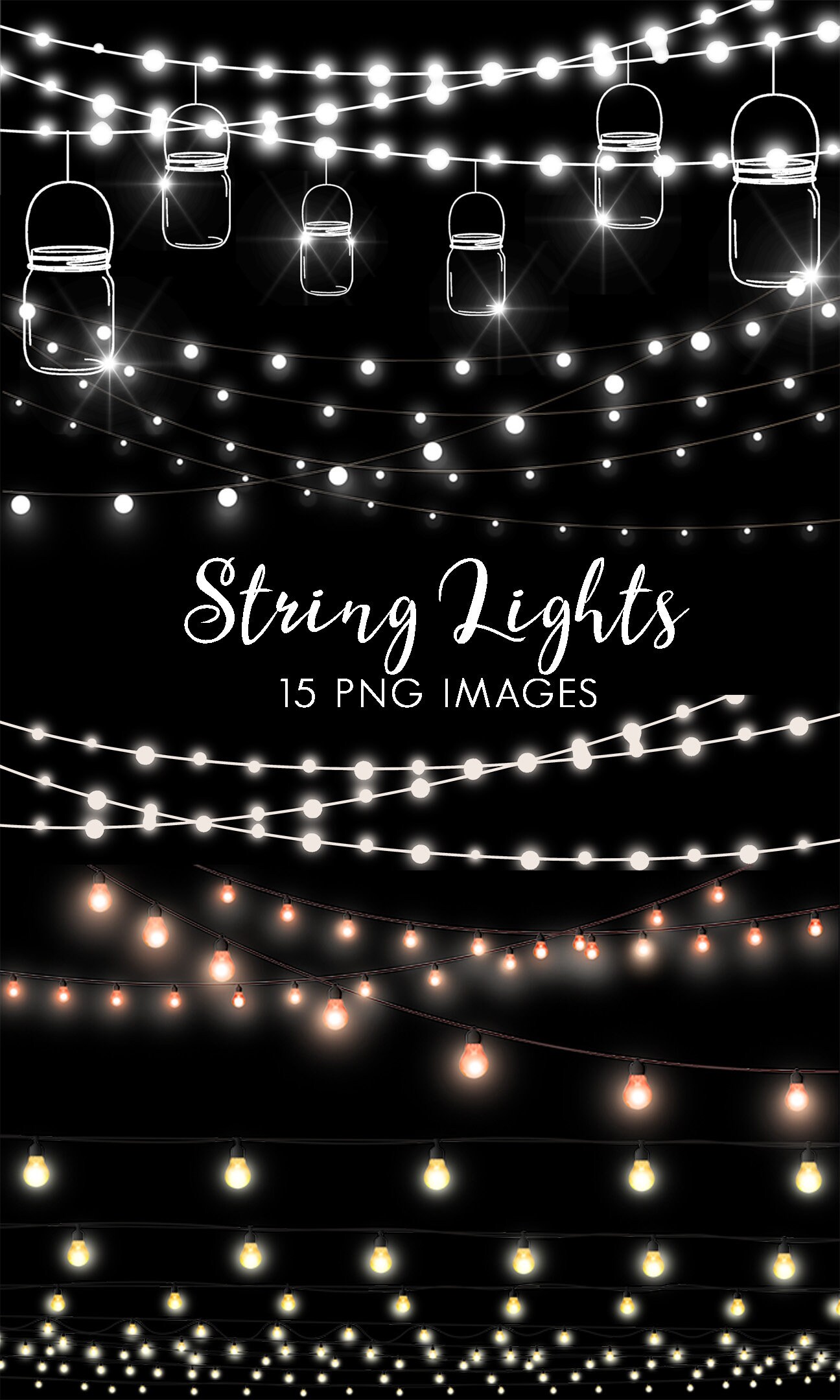 String Lights Clipart Fairy Lights Clip Art Party Lights - Etsy Canada