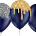 Blush Pink and Navy Blue Balloons Clipart, Glitter Balloon PNG Digital ...