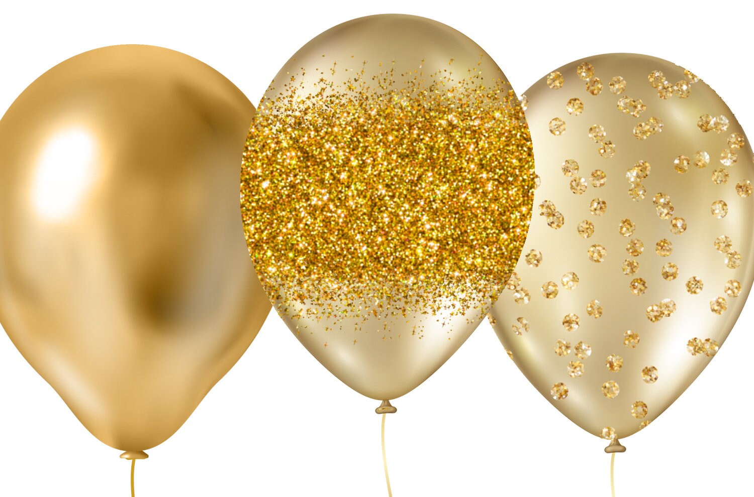 Teal and Gold Balloons Clipart Glitter Balloon PNG Digital | Etsy