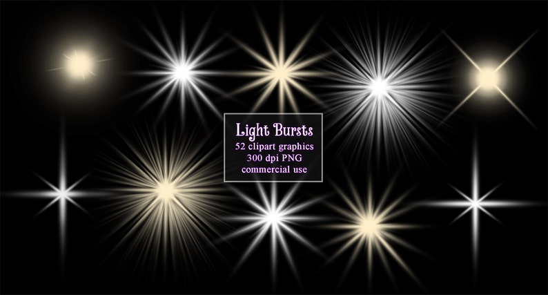 White and Ivory Light Bursts PNG Digital Overlays Fairy - Etsy