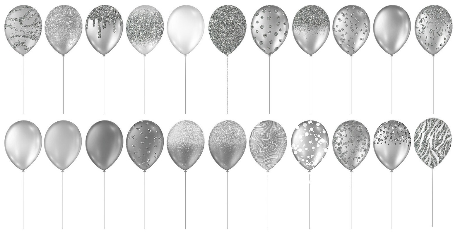 Baby Blue and Silver Balloons Clipart Glitter Balloon PNG | Etsy