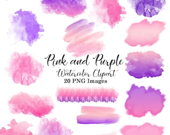 Watercolor Clipart Teal and Purple Watercolor Brush Clip Art - Etsy