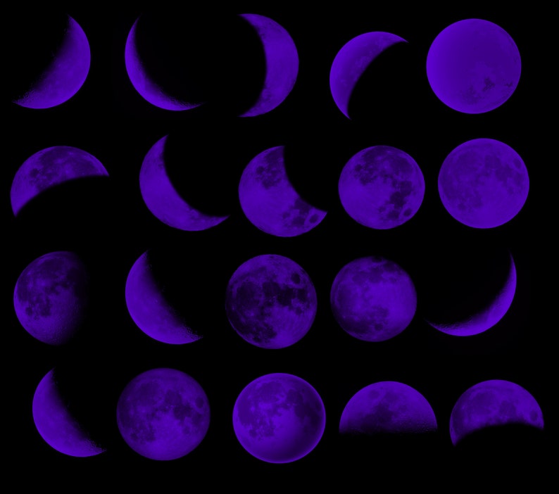 Moon Phases Clipart Rainbow Colors Moon Clip Art Graphics - Etsy