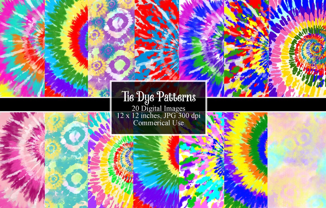Tie Dye Digital Paper, Groovy, Funky, Whimsical, Digital INSTANT ...