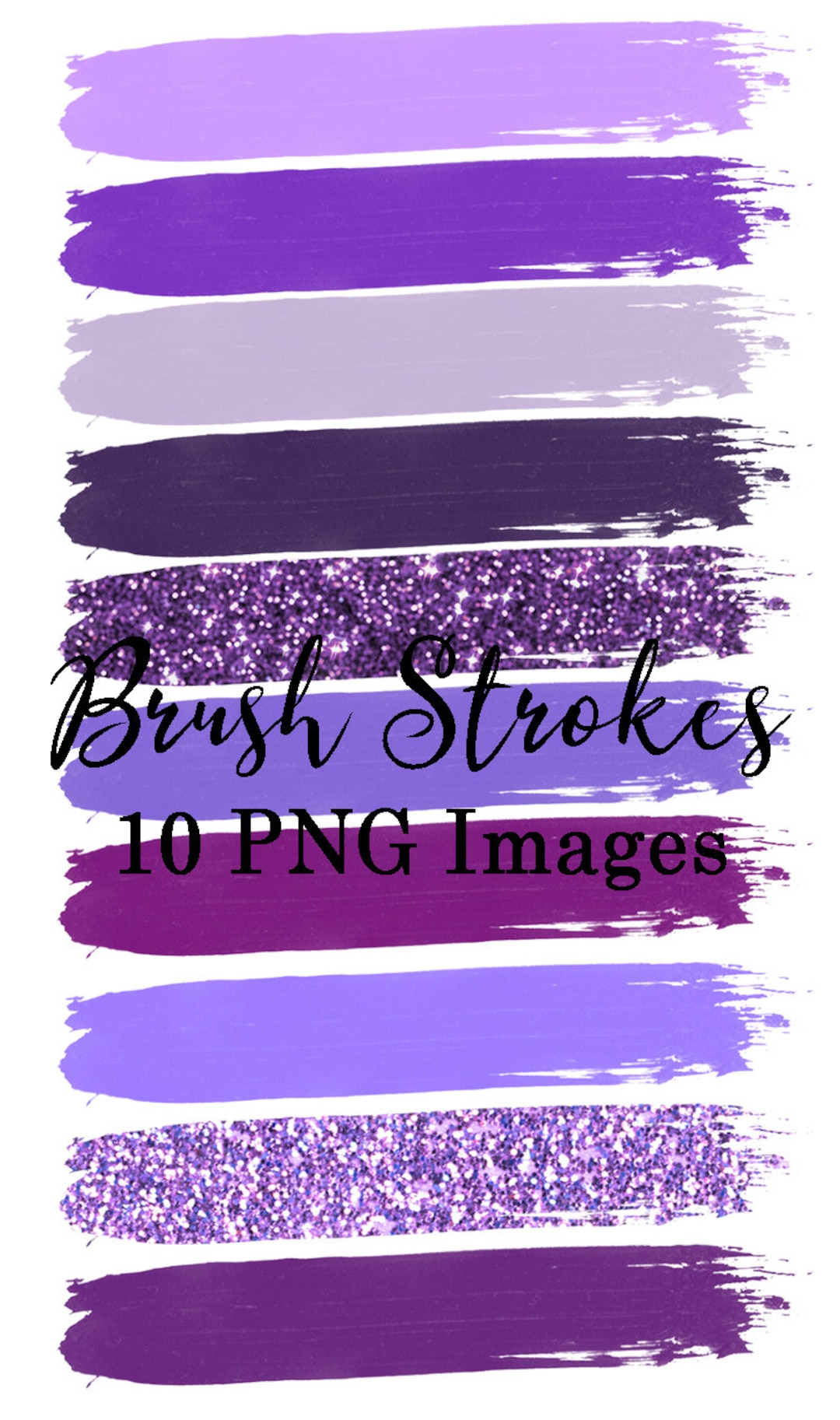 Brush Strokes Clip Art Hand Painted Vibrant Purple Lavender Glitter ...