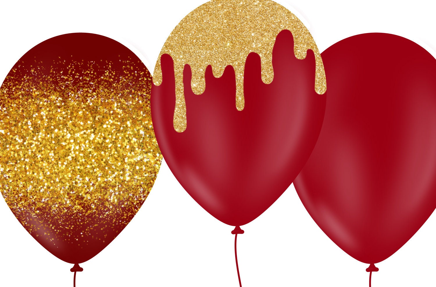 Burgundy and Gold Balloons Clipart Gold Glitter Sparkle | Etsy