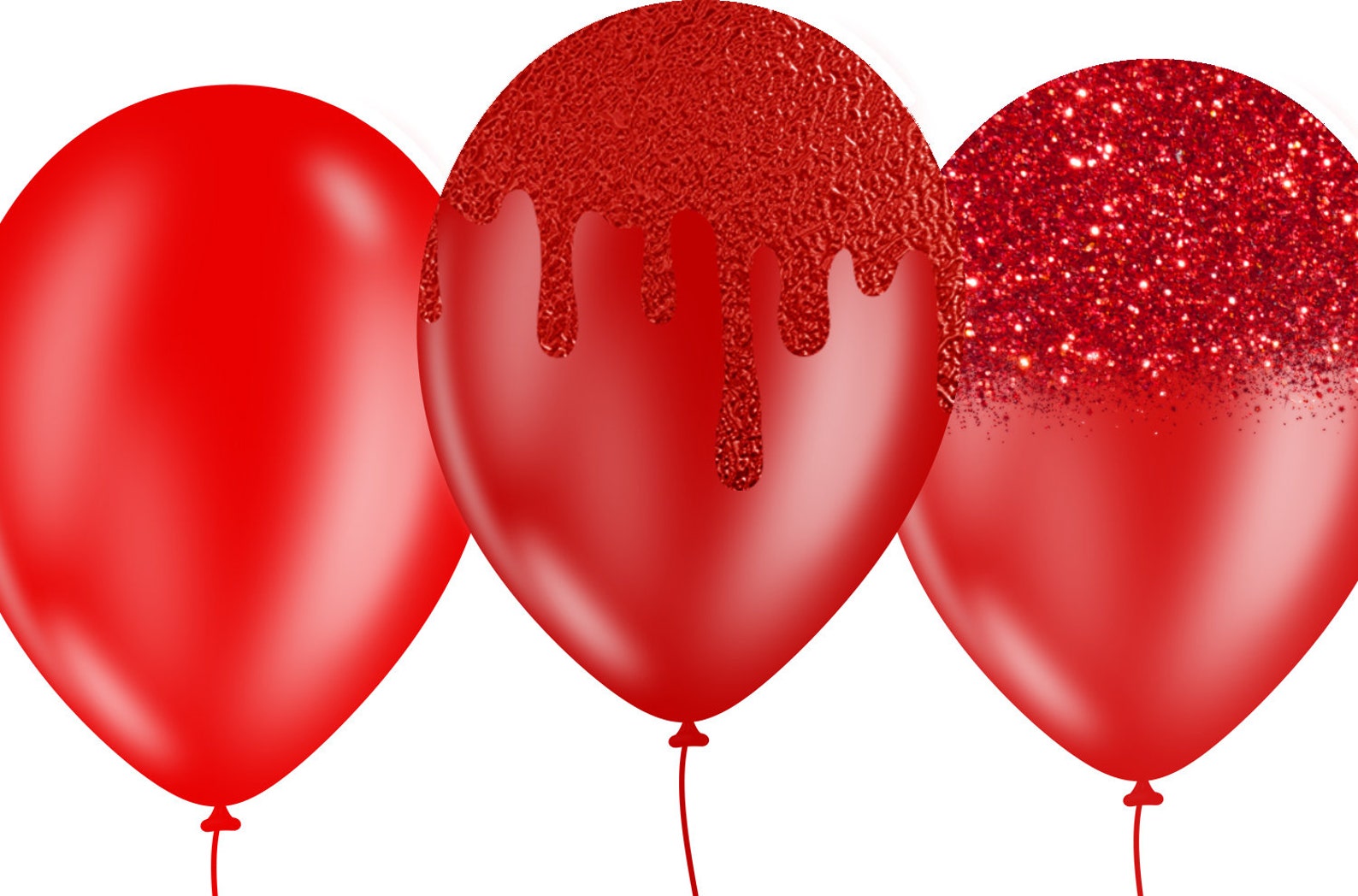 Red Glitter Balloons Clipart Glitter Balloon PNG Digital - Etsy