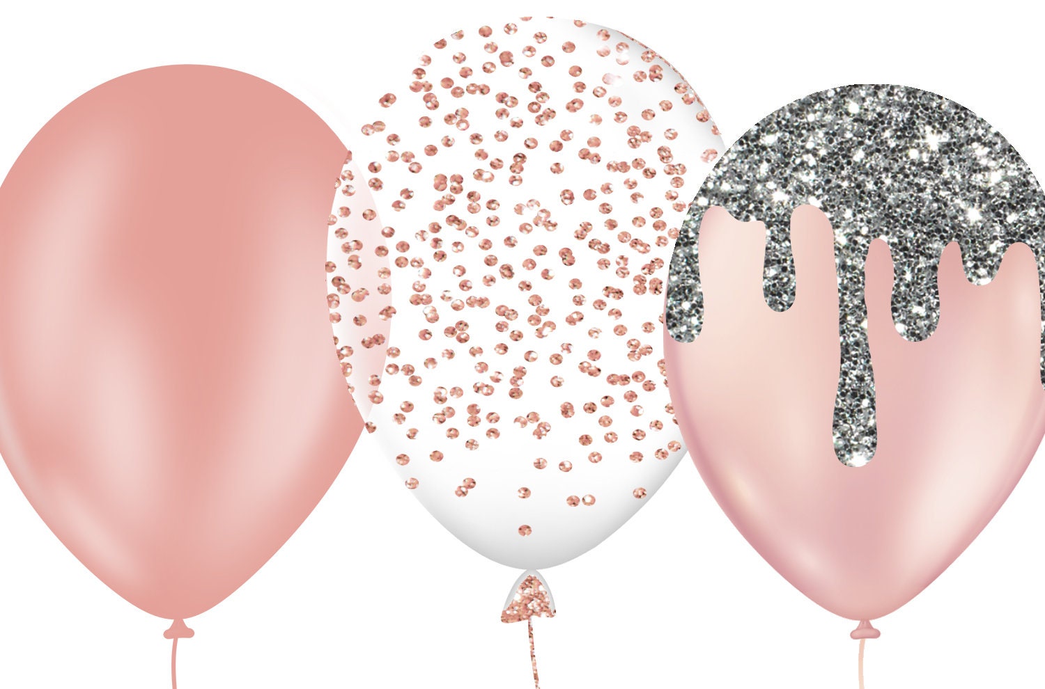 Rose Gold Balloons Clipart Glitter Balloon PNG Digital | Etsy