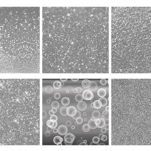 Silver Glitter and Bokeh Lights Digital Papers, Shimmer, Printable ...