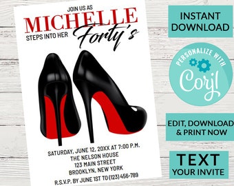 Invitations Paper & Party Supplies High Heel Invitation Editable ...