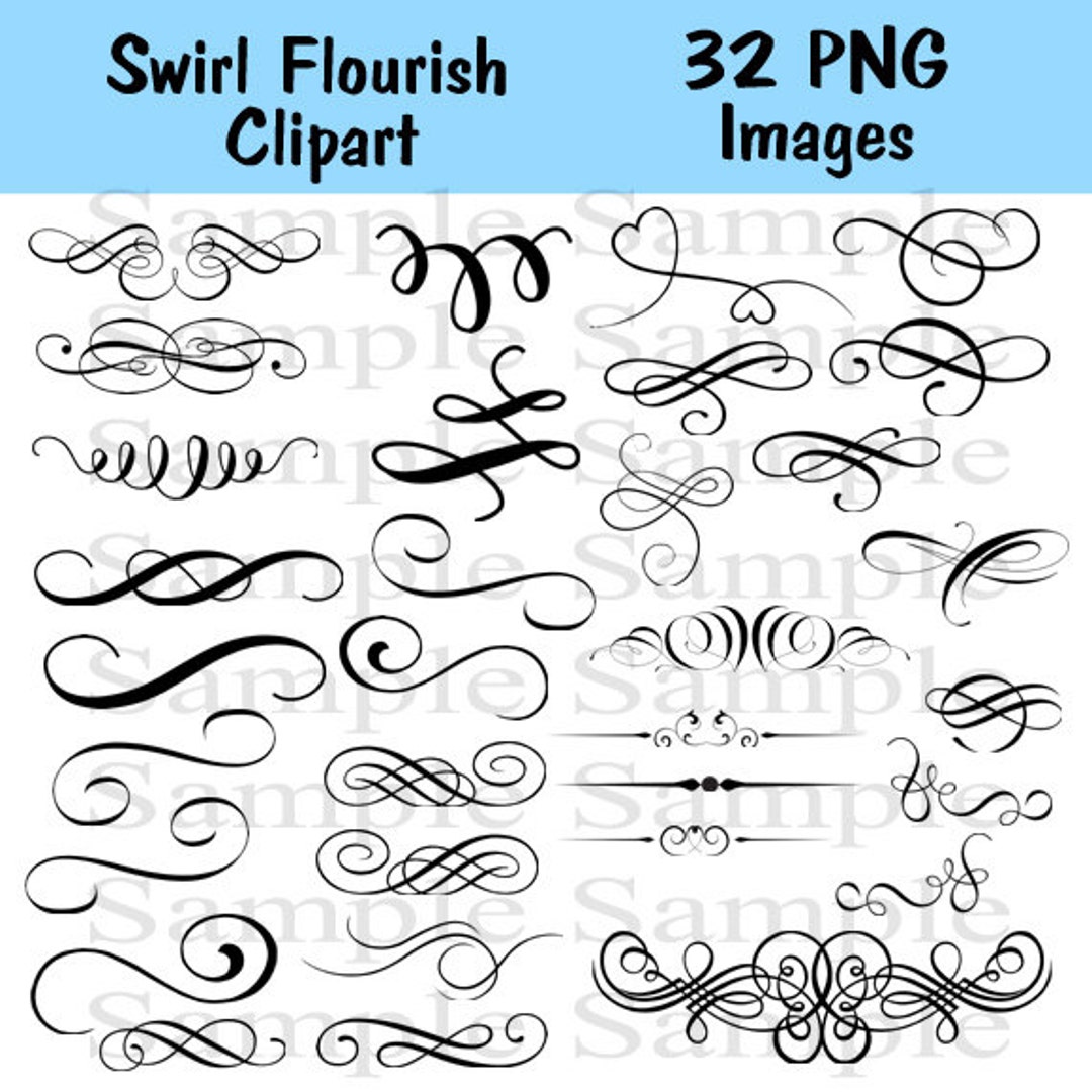 Huge Swirl Flourishes Clipart Package Wedding Clipart INSTANT DOWNLOAD ...