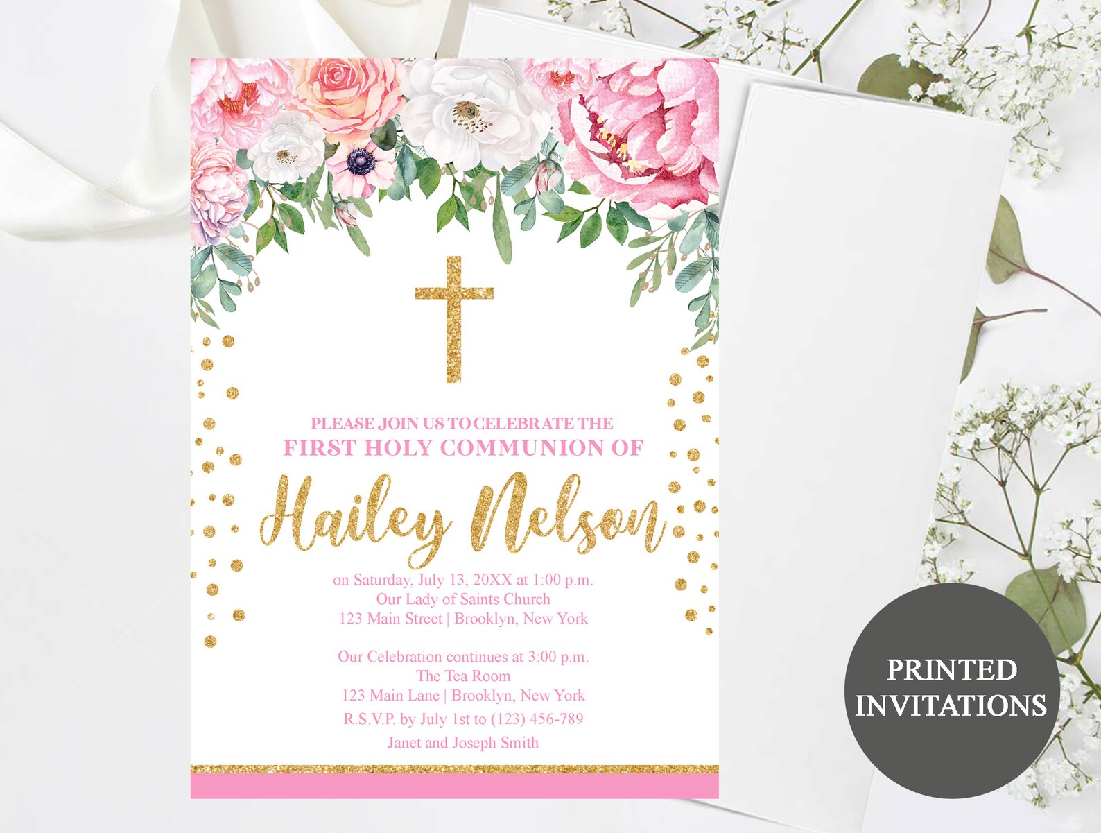 First Holy Communion Invitation 6 Printed Invitations | Etsy
