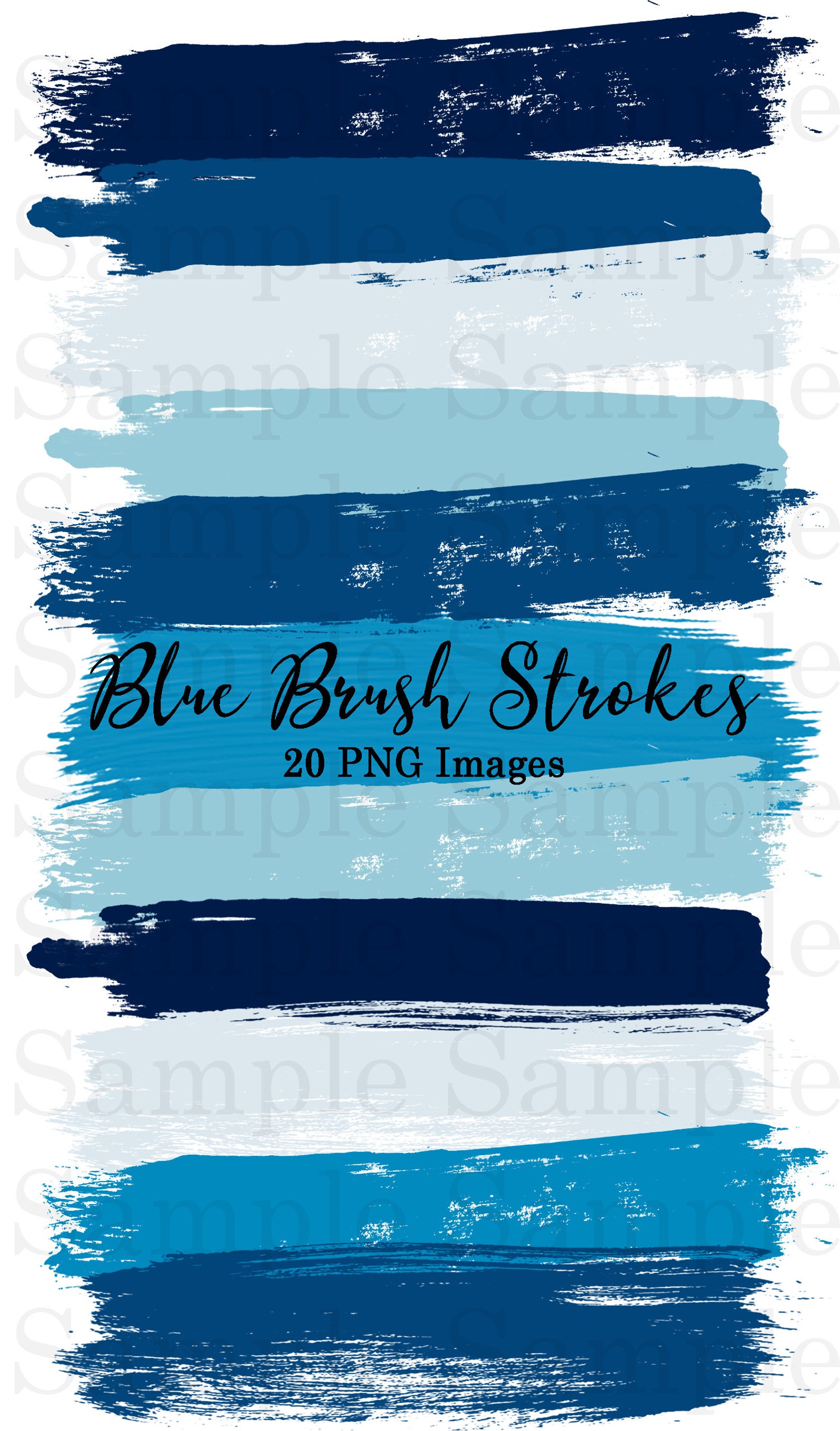 Blue Brush Strokes Clip Art 47 Hand Painted Colors Graphic | Etsy