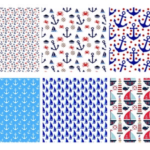 Nautical Sailboat Digital Paper Pack, INSTANT DOWNLOAD, Blue ...