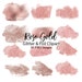 Rose Gold Foil and Glitter Watercolor Brush Strokes Clip Art 14 Hand ...