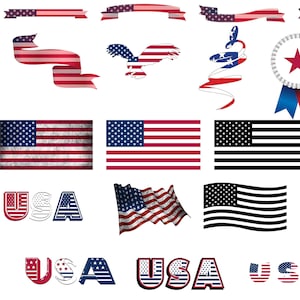 American Flag Patriotic Clipart and Digital Paper Bundle, Backgrounds ...
