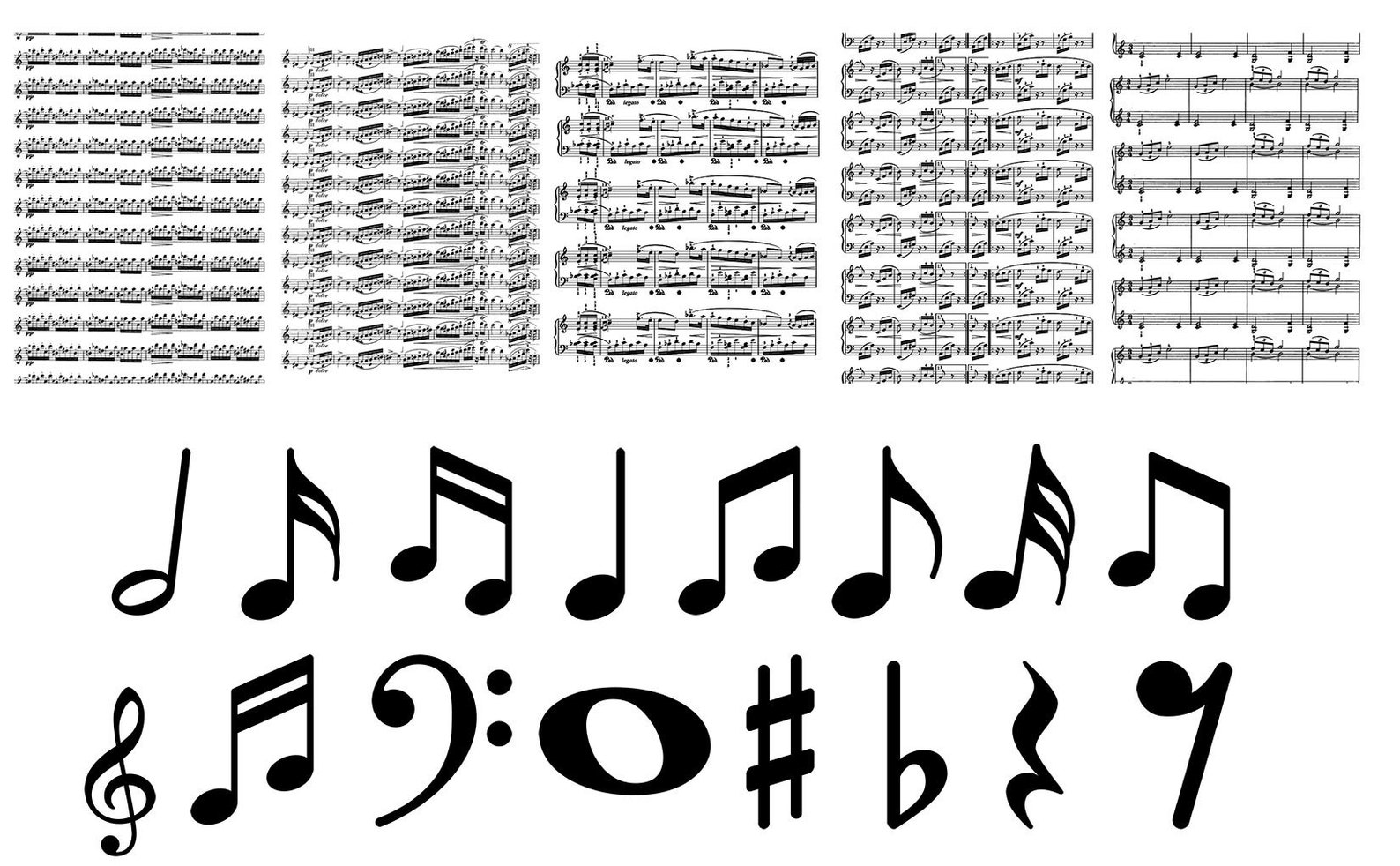 Music Notes Clipart and Digital Paper Bundle, Backgrounds and Overlays ...