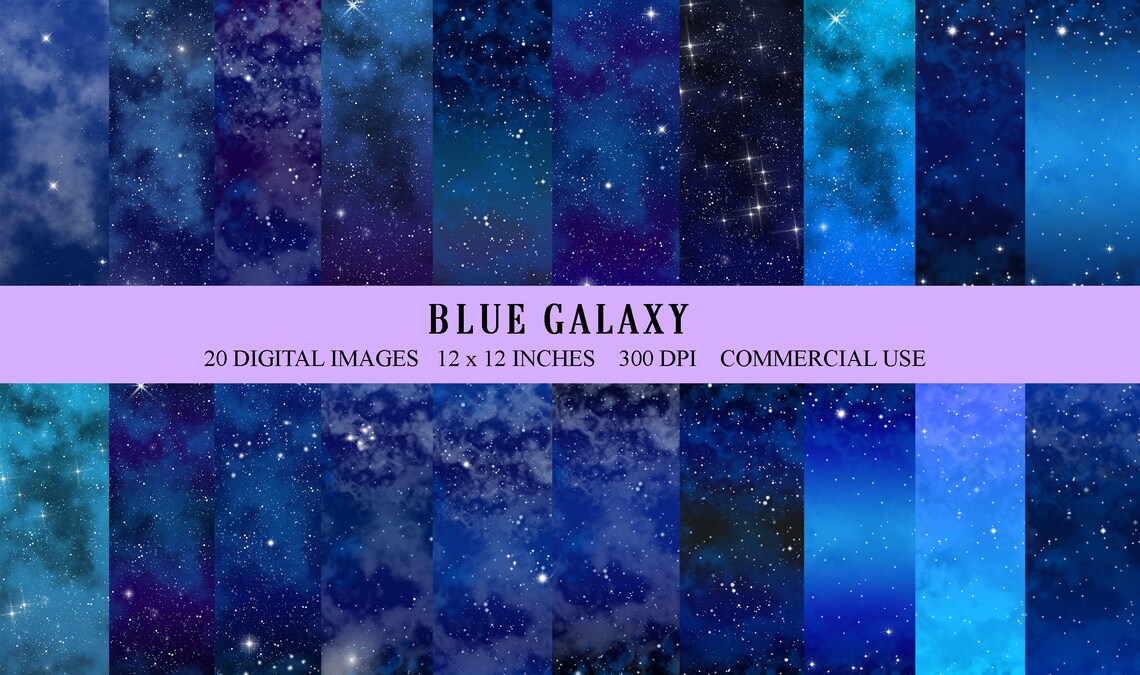 Blue Galaxy Backgrounds Digital Paper Outer Space Textures - Etsy