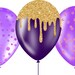 Purple and Pink Balloons Clipart, Glitter Sparkle Confetti Balloon Clip ...